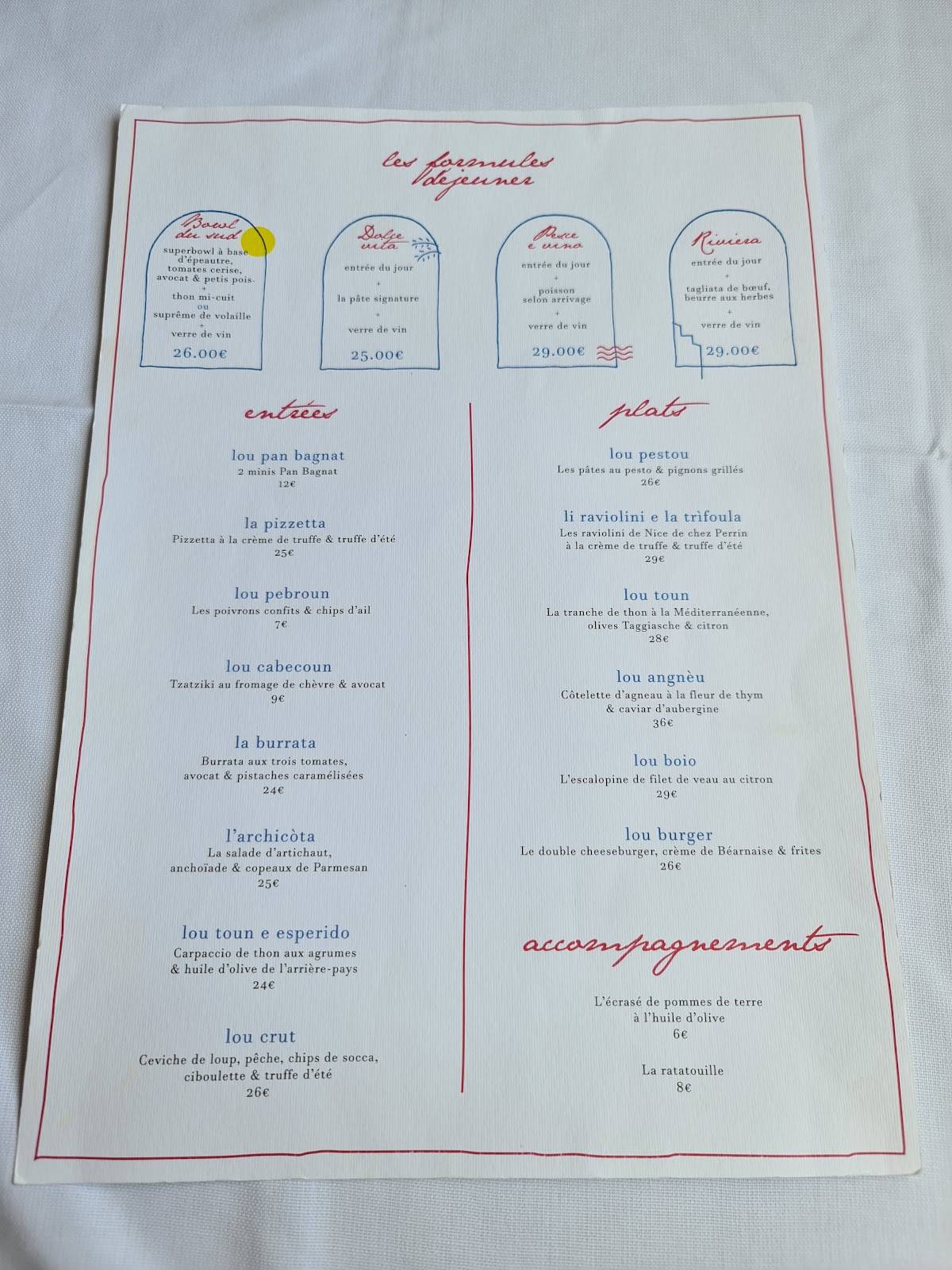 Menu at Michelangelo restaurant, Monaco-Ville