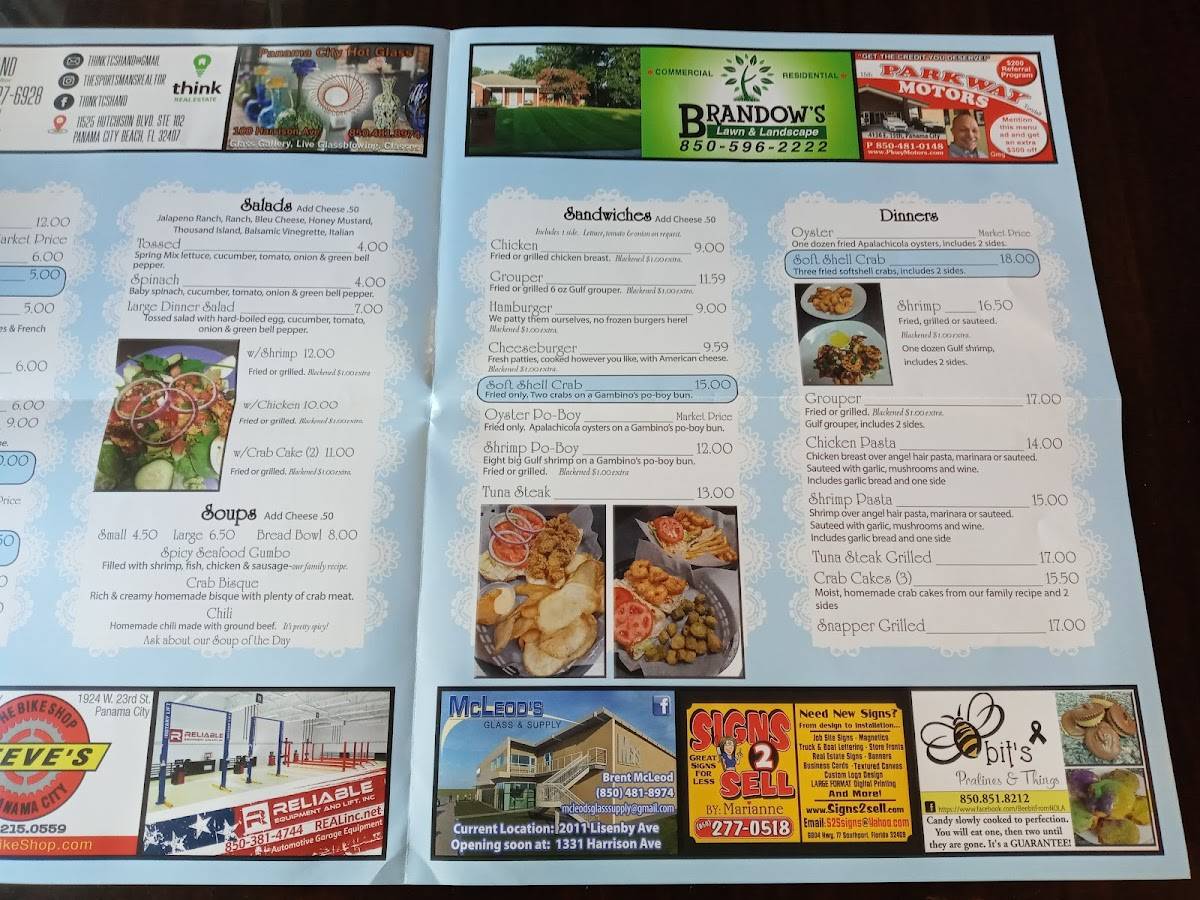 Menu at Millie's Cafe, Panama City