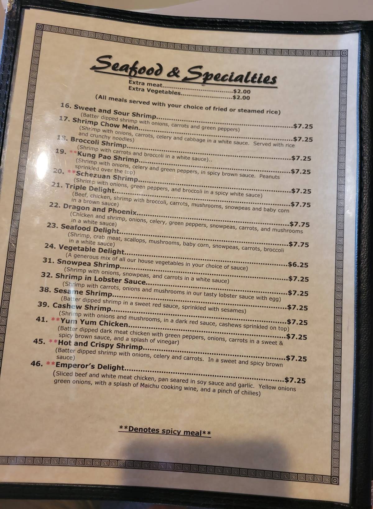 Menu at Ming's Restaurant, Papillion