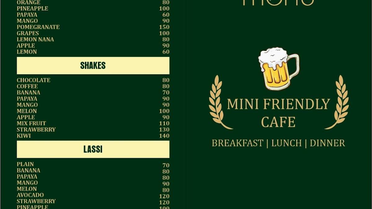 Menu at Mini Friendly, Rishikesh