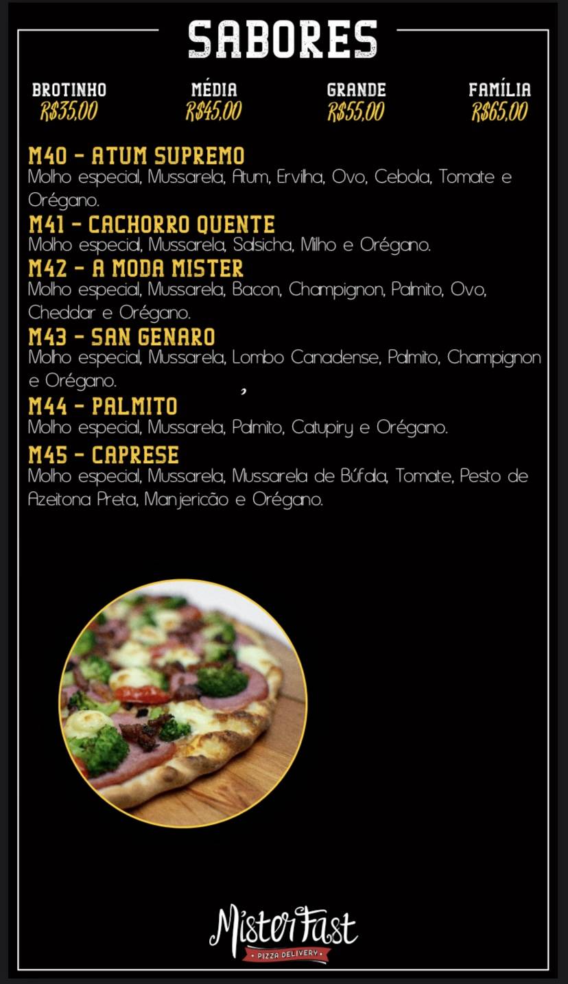 Carta del restaurante Mister fast - jd Universitario, Cuiabá