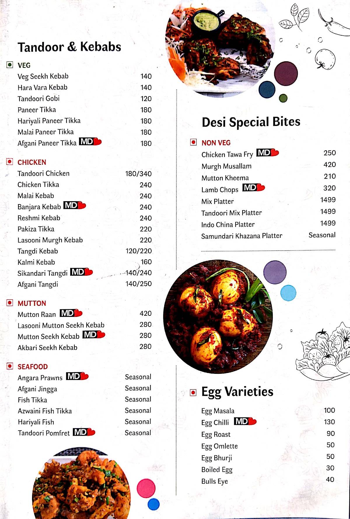 Menu at Mohabbat Desi Restaurant, Marsur, Chandapura - Anekal Rd