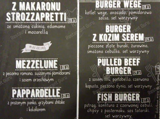 Menu at Moko-tuff cafe, Warsaw