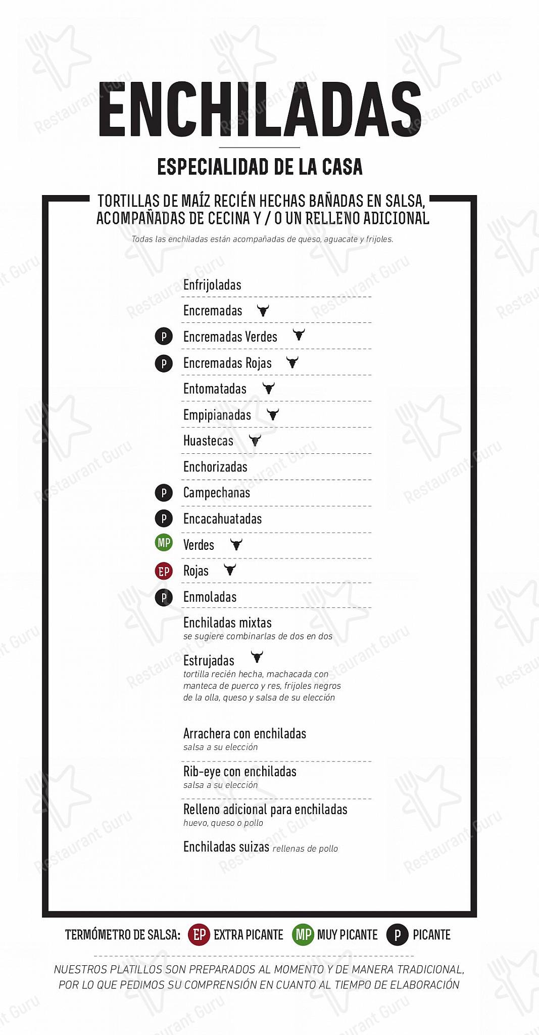 Carta del restaurante El Lindero Monterrey, Monterrey, Degollado #770 Sur
