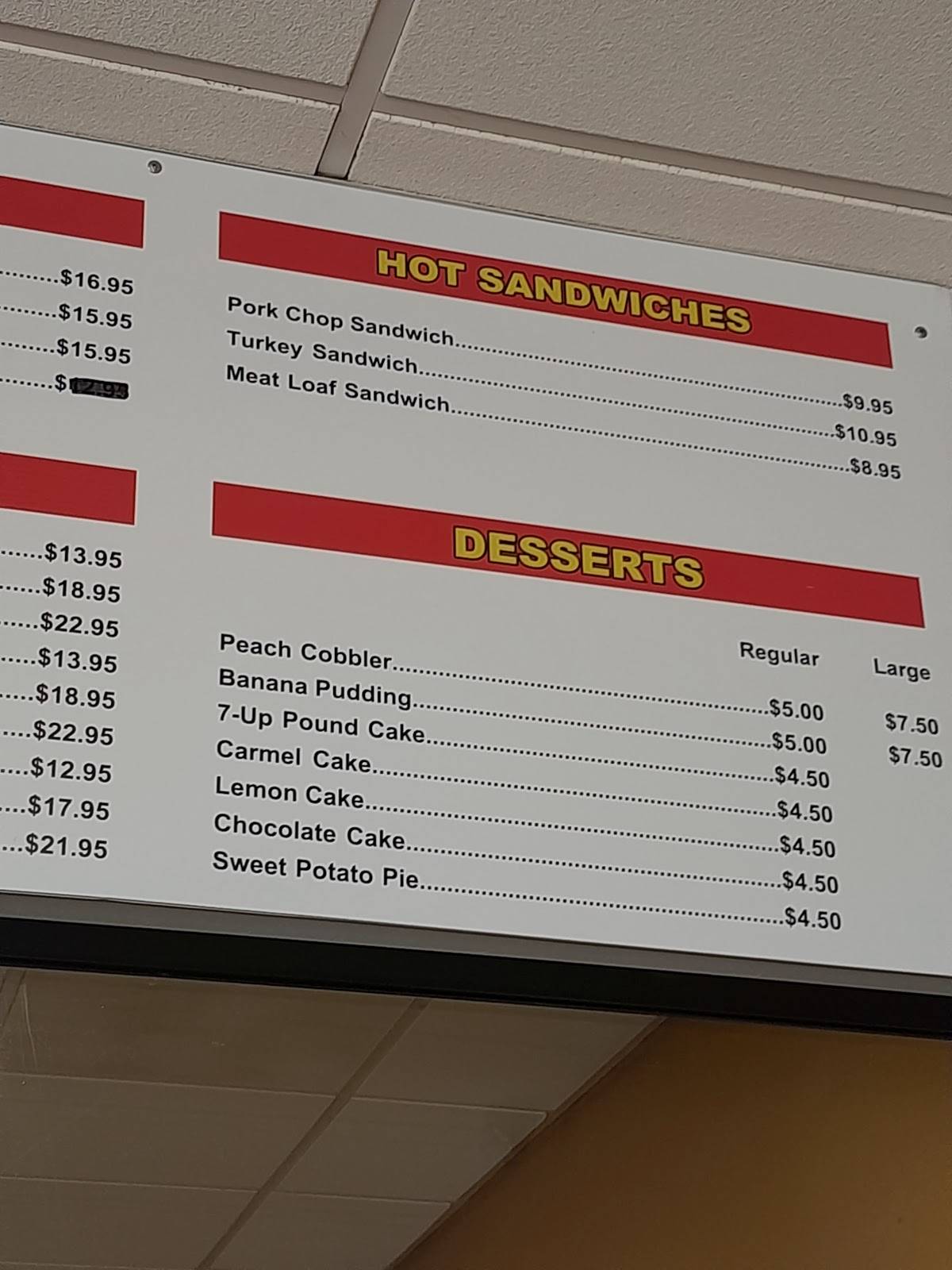 Menu at Motor City Soul Food restaurant, Oak Park, Greenfield Rd