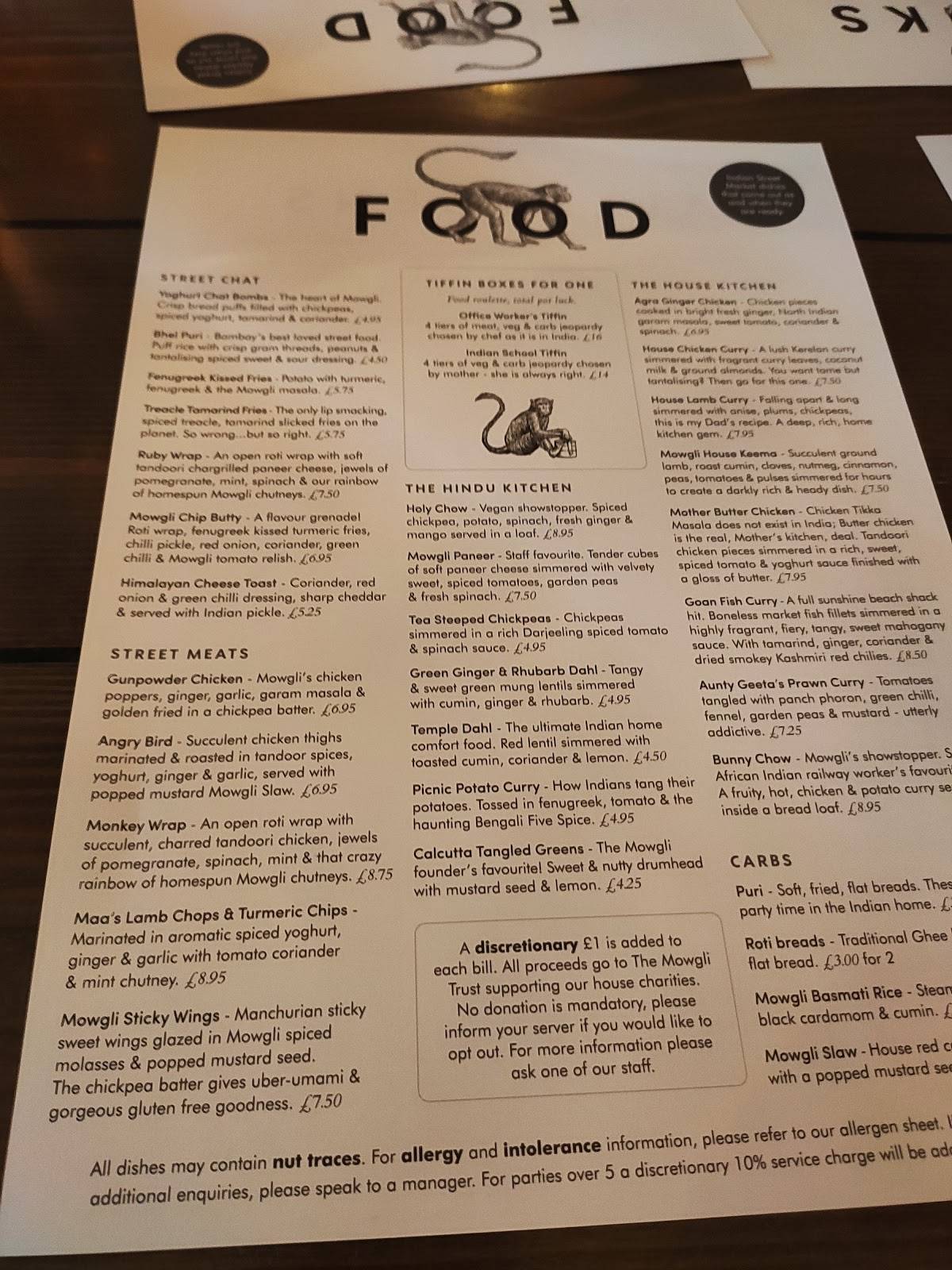 Menu at Mowgli Street Food Nottingham restaurant, Nottingham