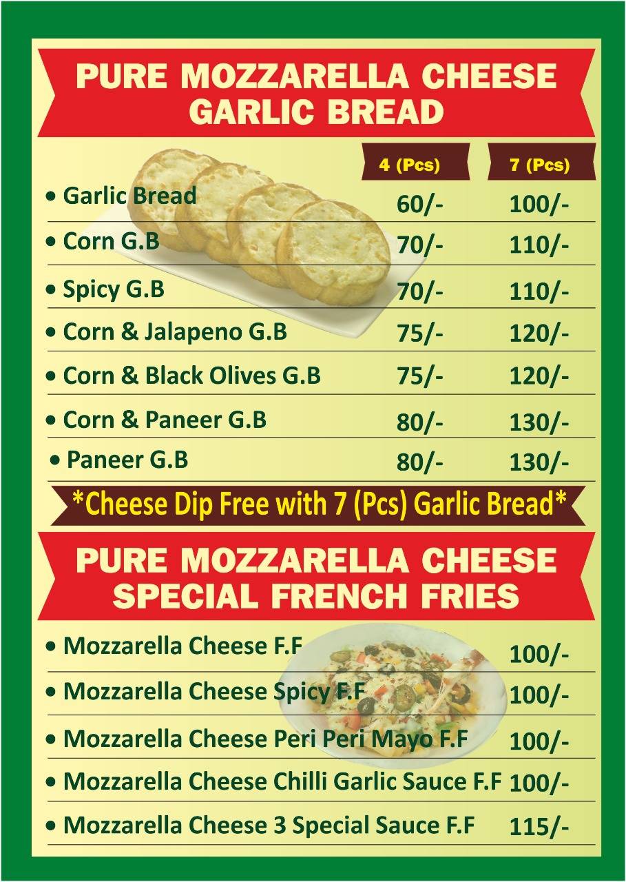 Menu at Mozzarella Pizza Hub, Mumbai
