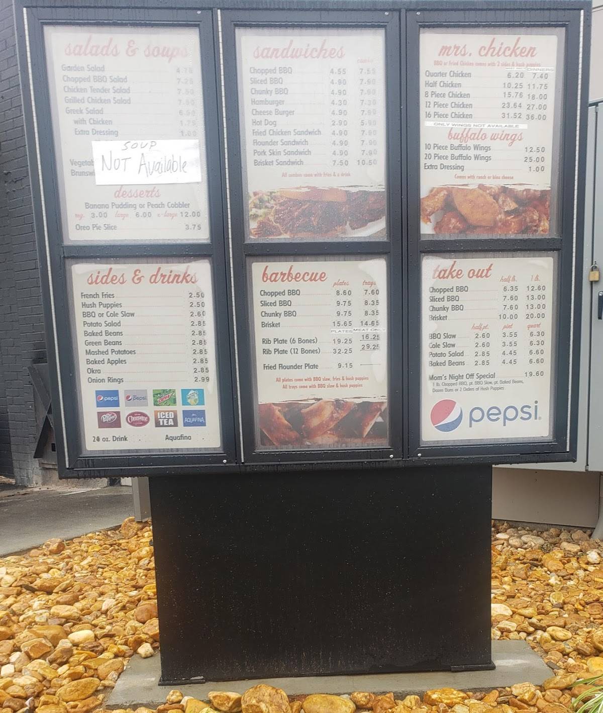 Menu at Mr. Barbecue, Winston-Salem, Peters Creek Pkwy