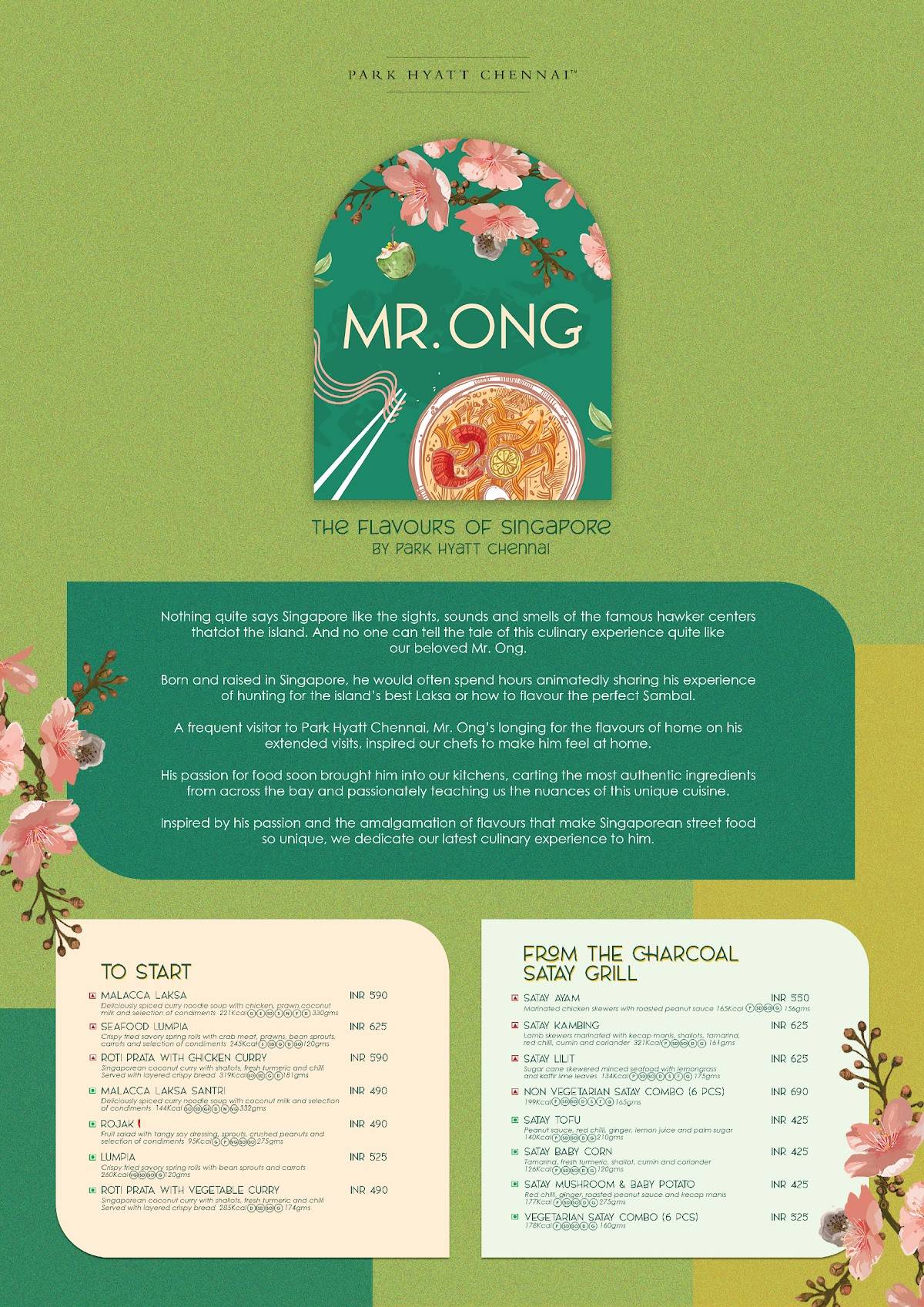 Menu at Mr. Ong - The Flavours of Singapore by Park Hyatt Chennai, Chennai