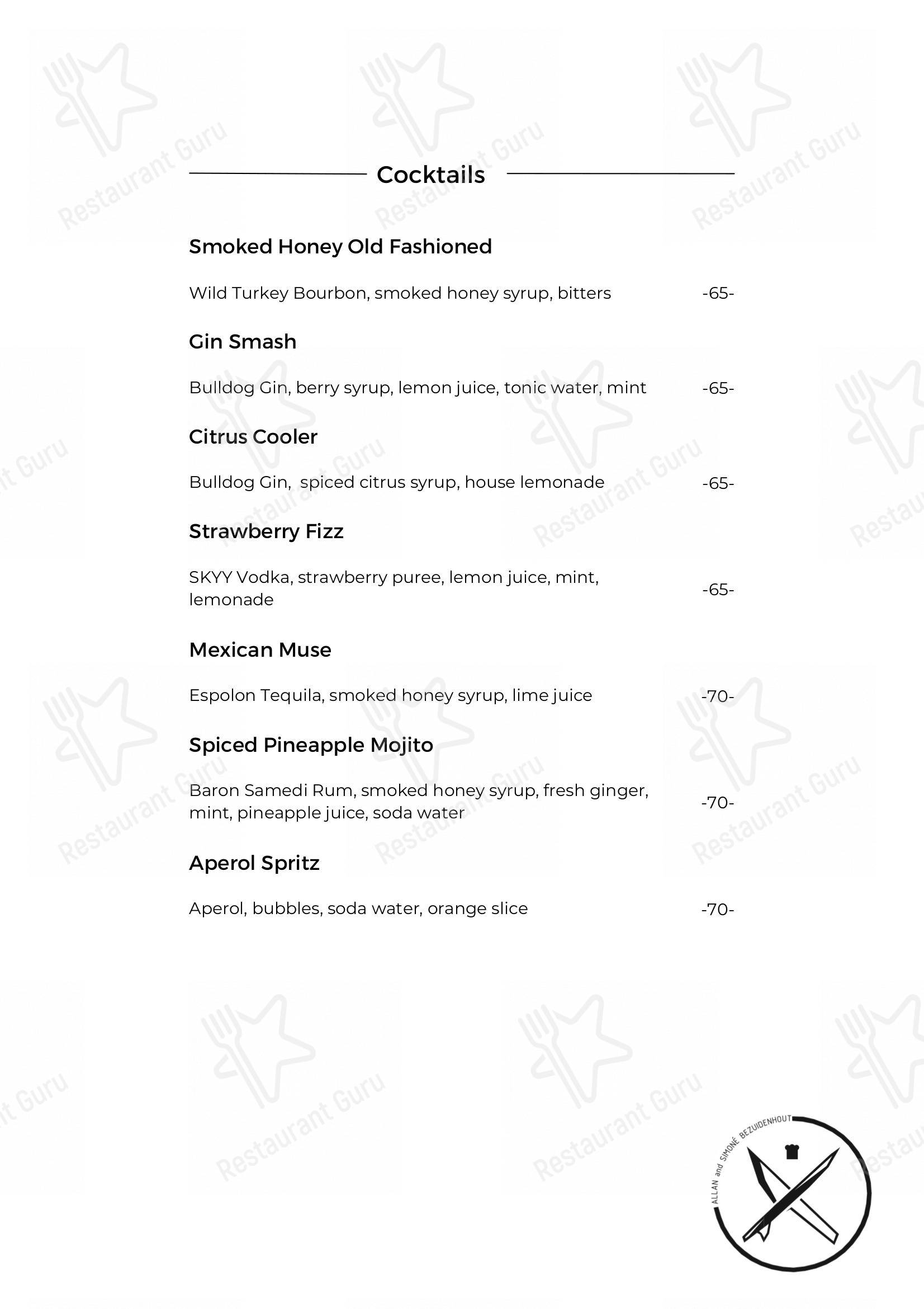 Menu at Muse Restaurant, South Africa