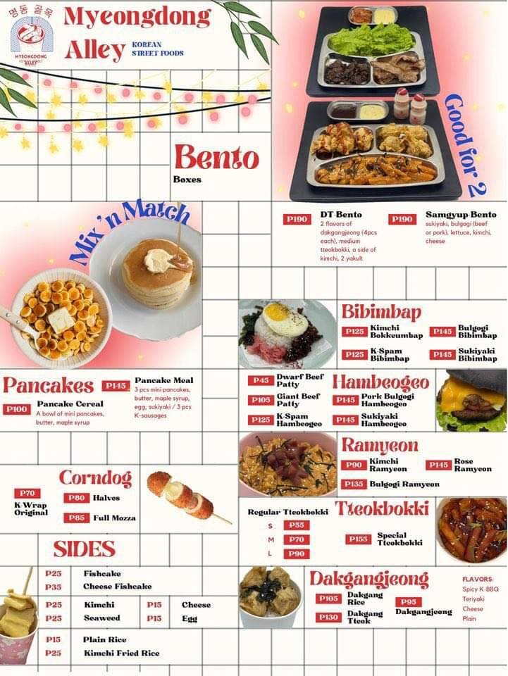 Menu at Myeongdong Alley Korean Street Foods restaurant, Mandaluyong