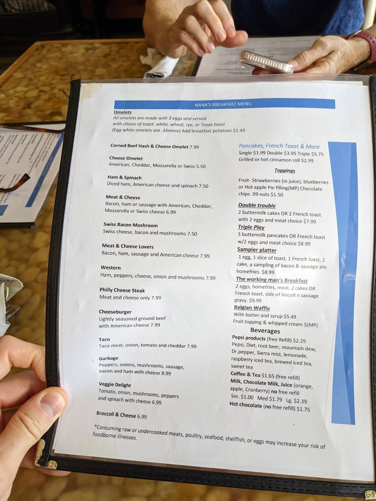 Menu at Nana's Country Kitchen restaurant, Towanda, 300 Ennis Ln