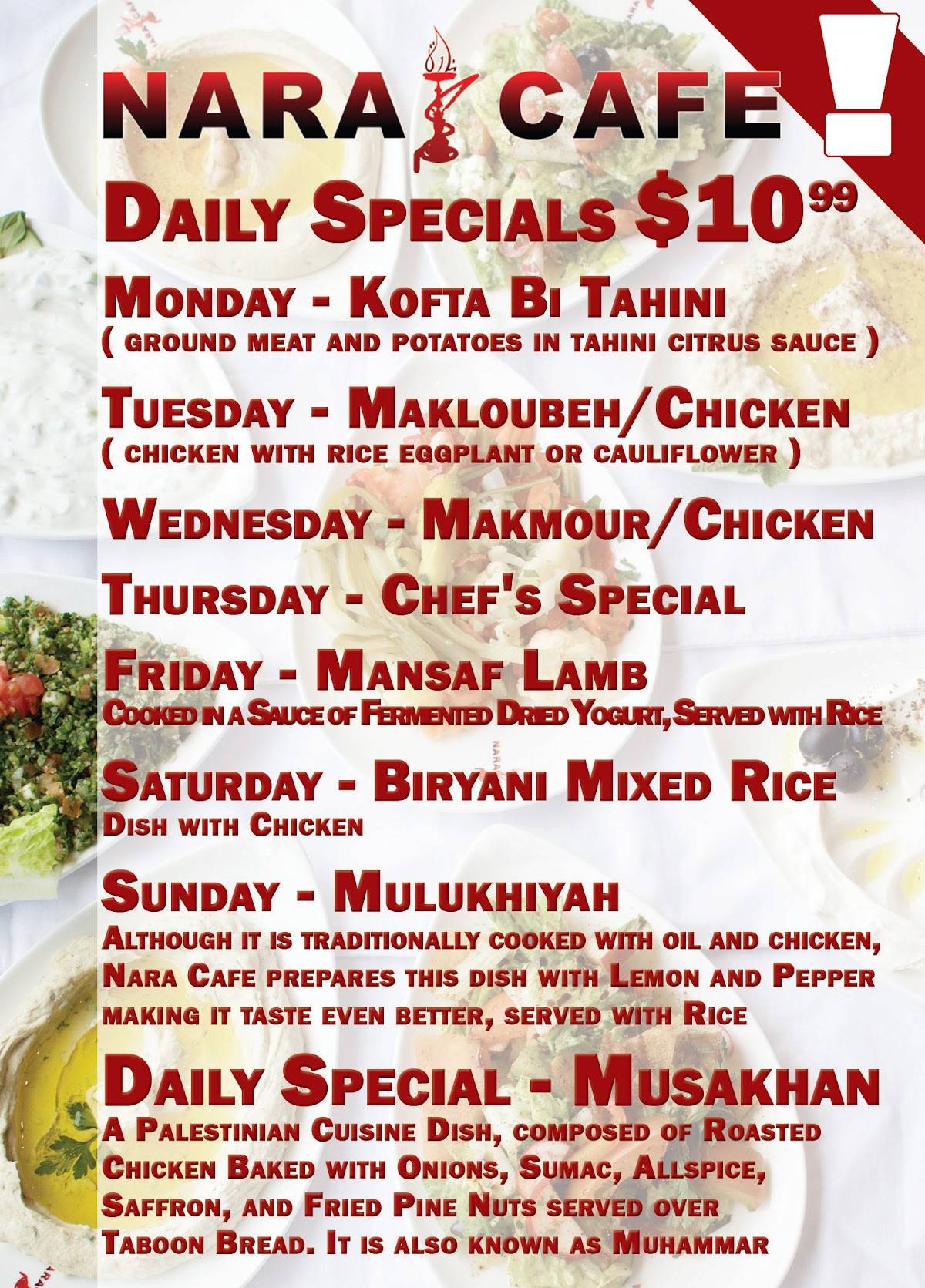 Menu at Nara Cafe, Houston