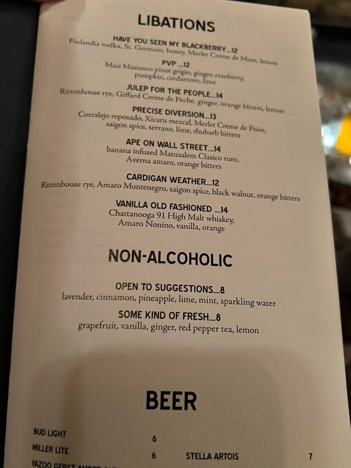 Menu at Kayne Prime Steakhouse, Nashville