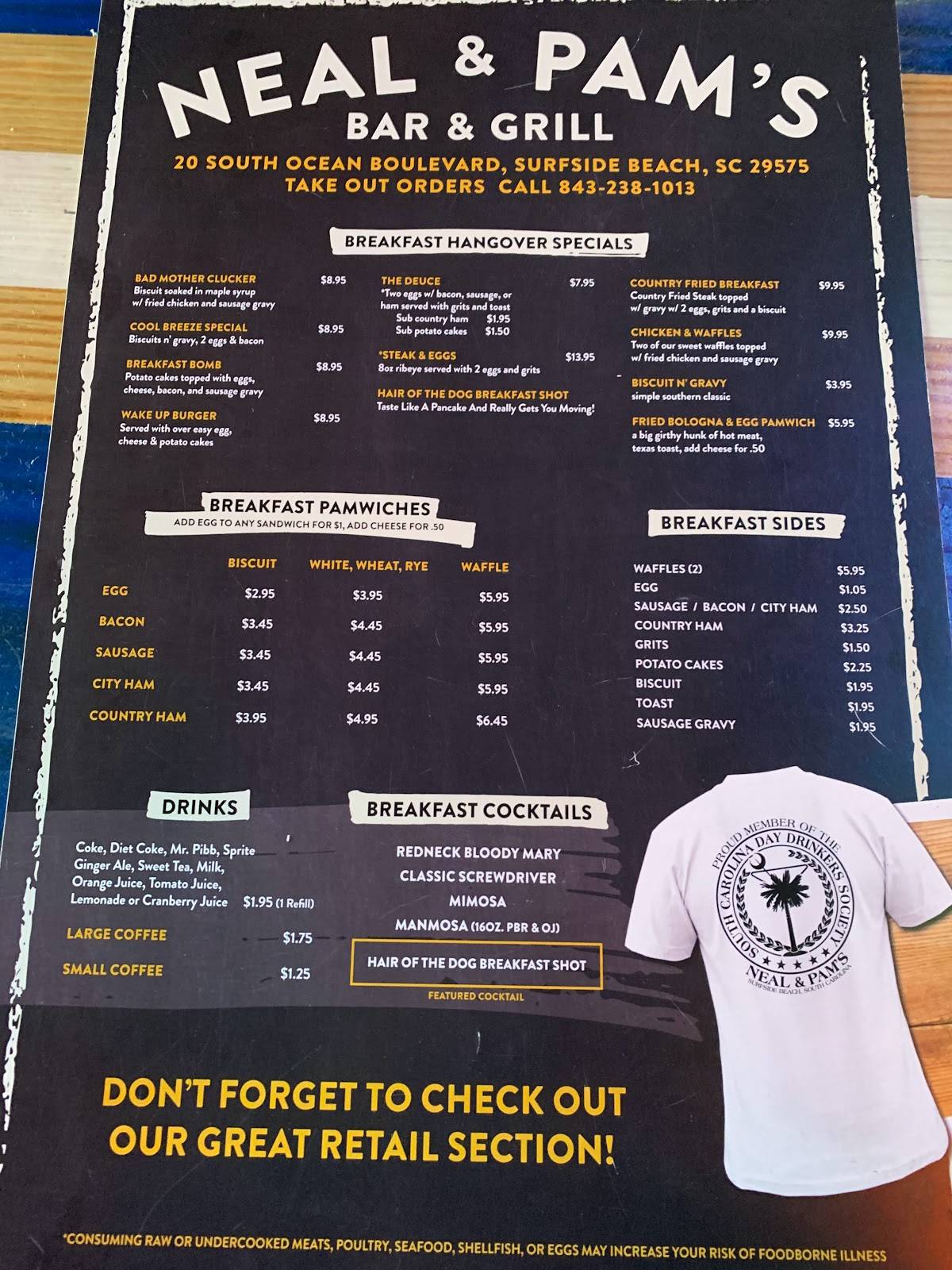 Menu at Neal & Pam's Bar and Grill, Surfside Beach