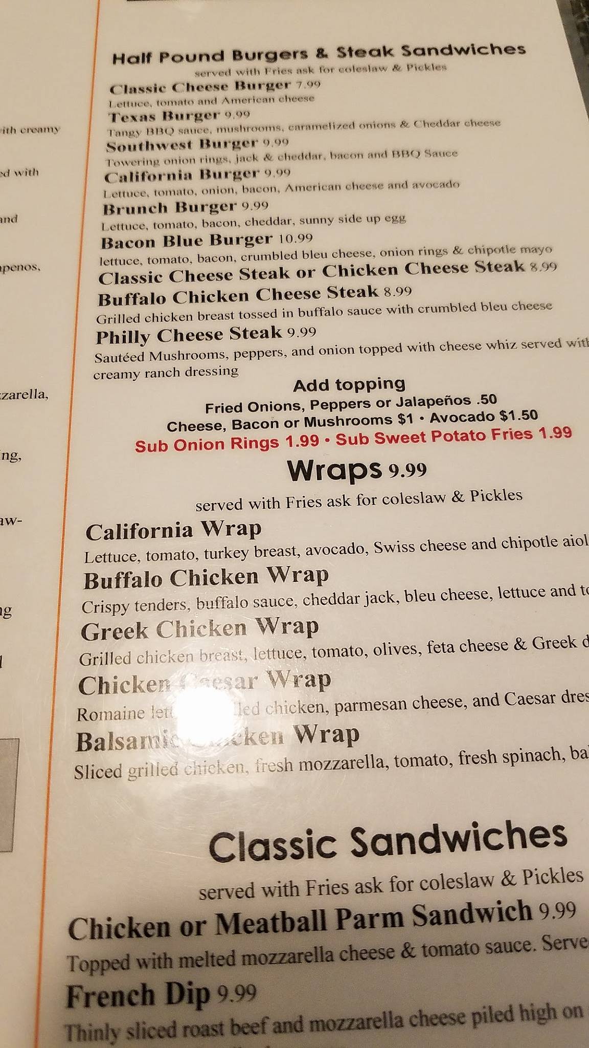 Menu at New City View Diner restaurant, Whitehall