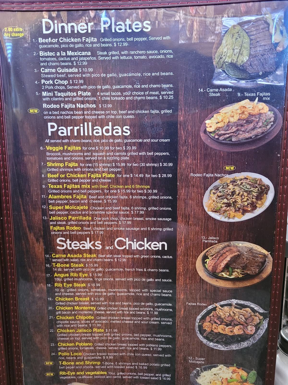 Menu at New Rodeo Mexican Grill restaurant, Gatesville, 309 TX-36