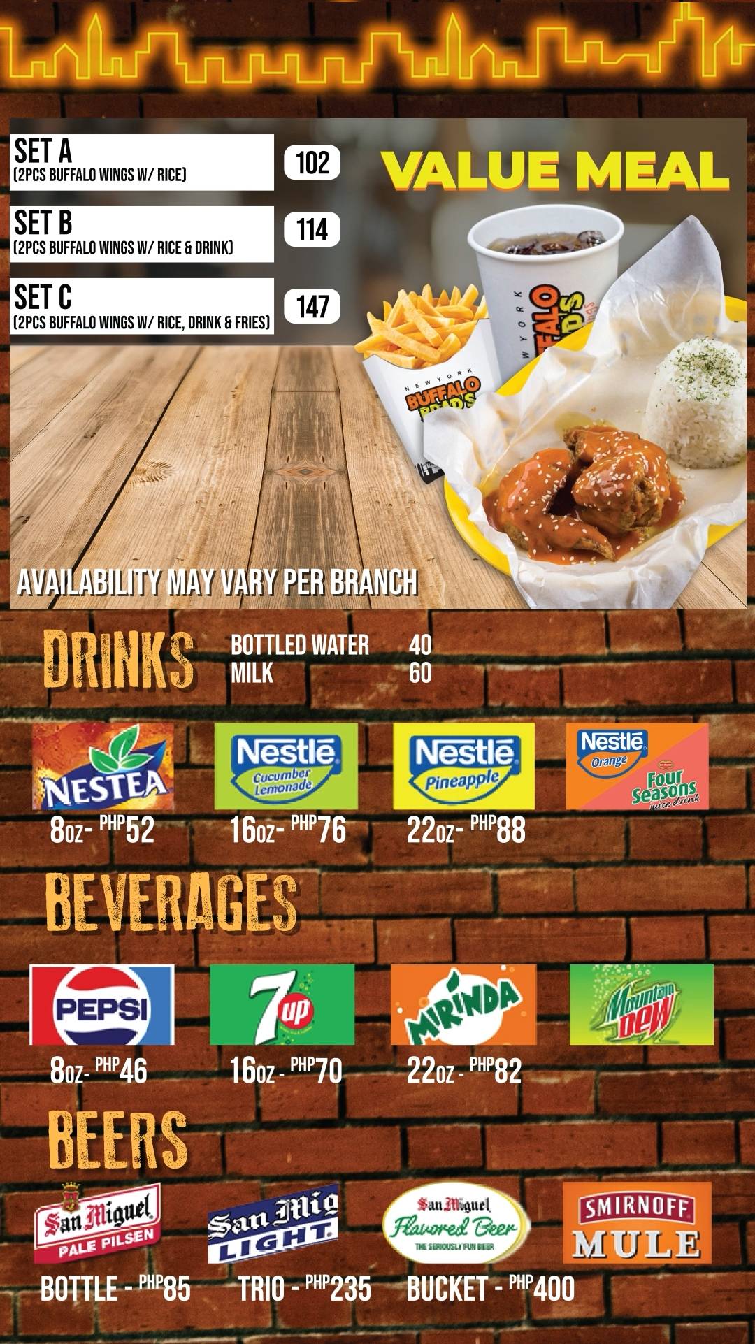 Menu at New York Buffalo Brad's Hot Wings restaurant, Cebu City, Garden ...