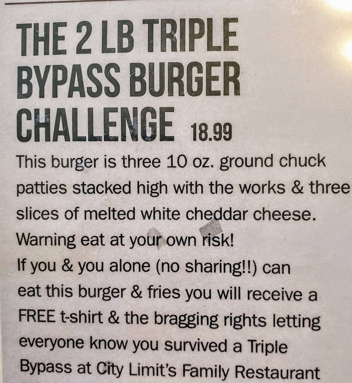 Menu at City Limits restaurant, Newaygo
