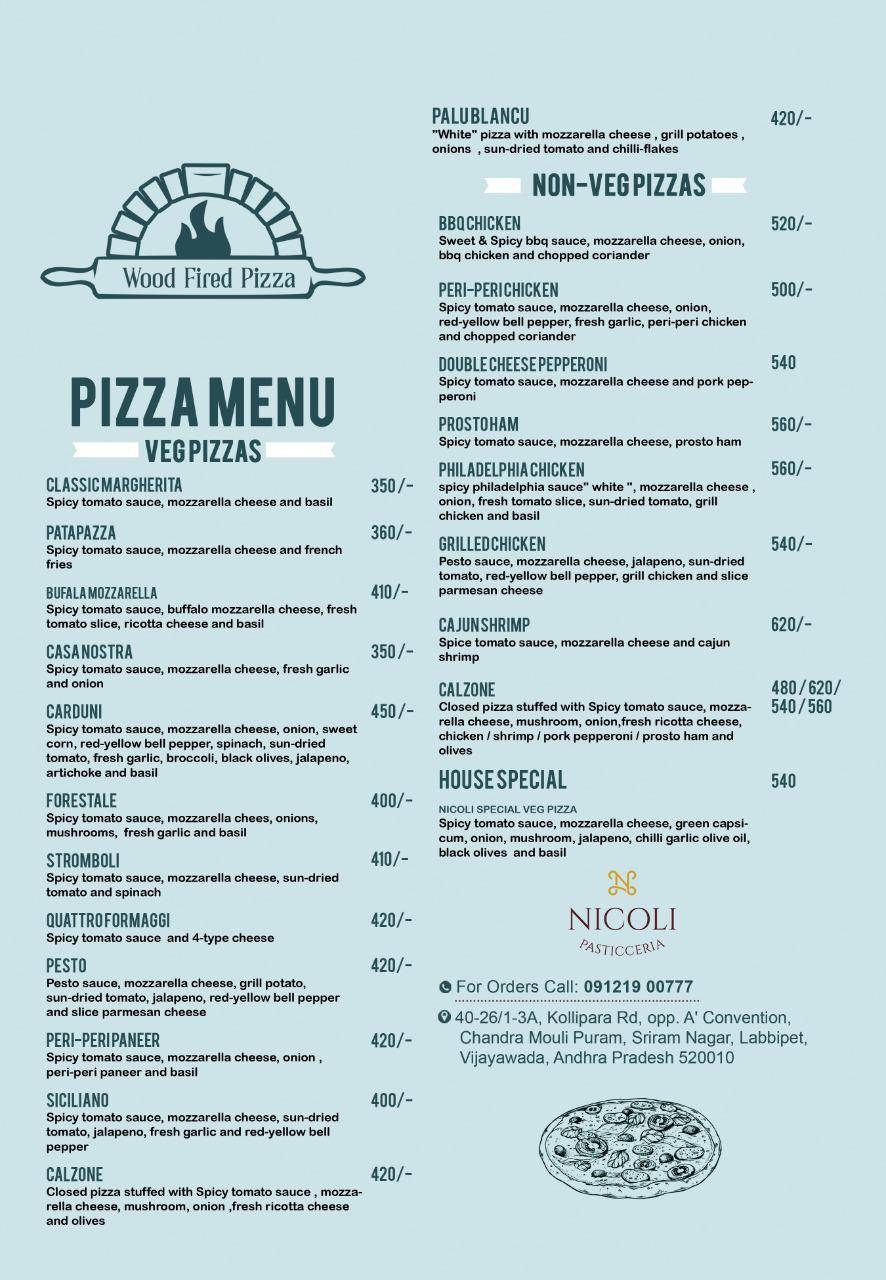 Menu at Nicoli Pasticceria, Vijayawada, 40-26/1-3A