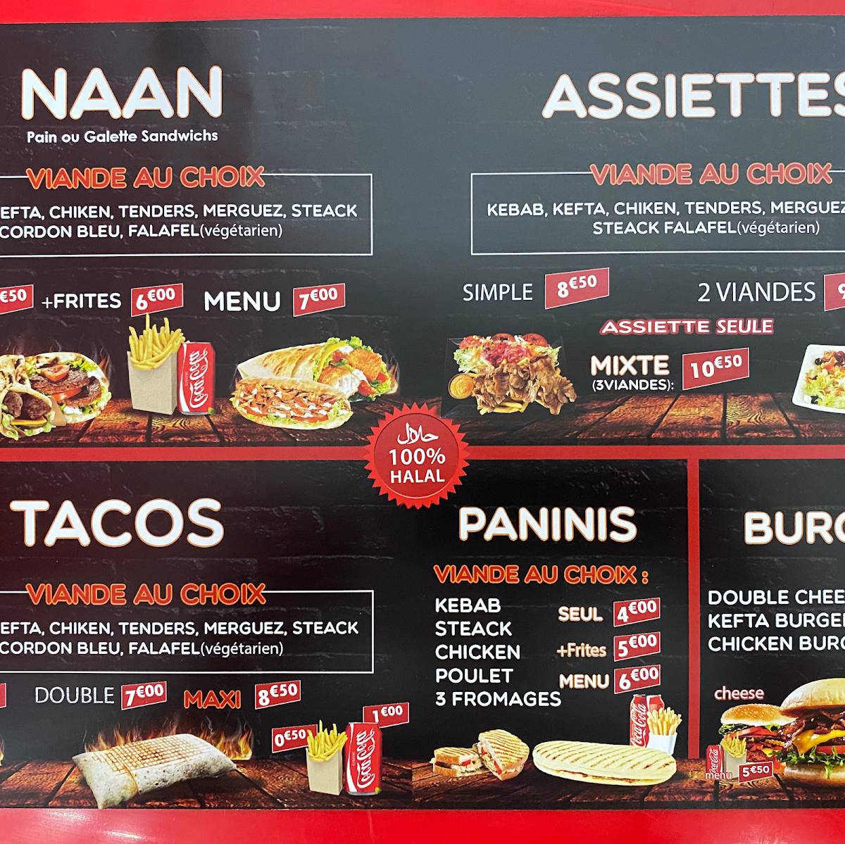Menu au O NAAN TACOS restaurant, Langon