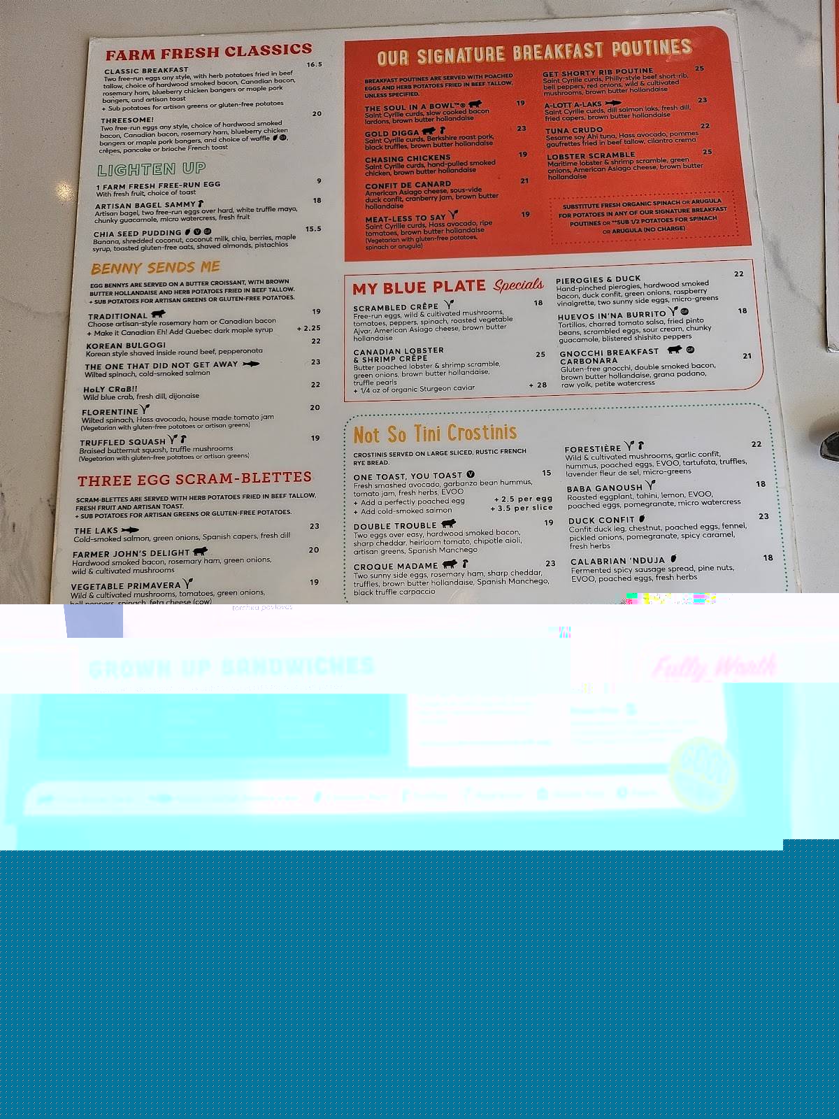 Menu at OEB Breakfast Co. restaurant, Langley Township