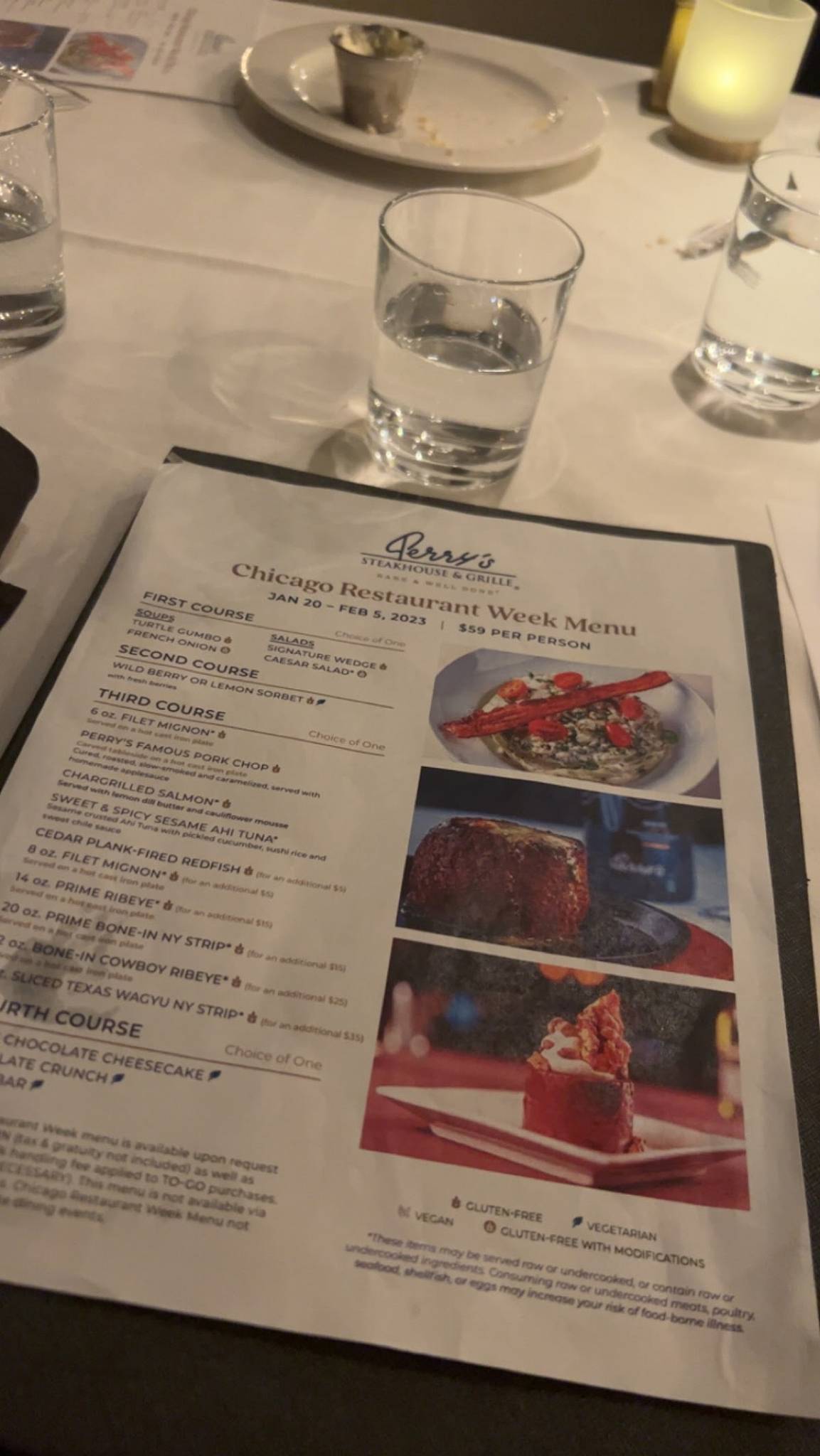 Menu at Perry's Steakhouse & Grille, Oak Brook