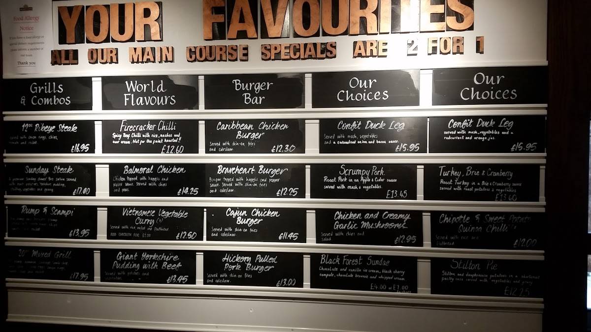 Menu at Old Plane Tree pub & bar, Glasgow