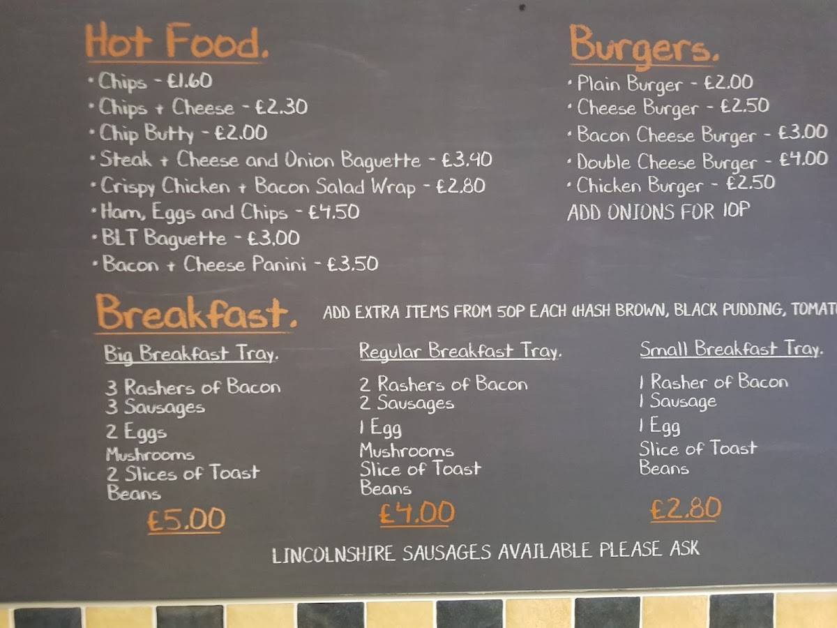 Menu at On a Roll cafe, Lincoln