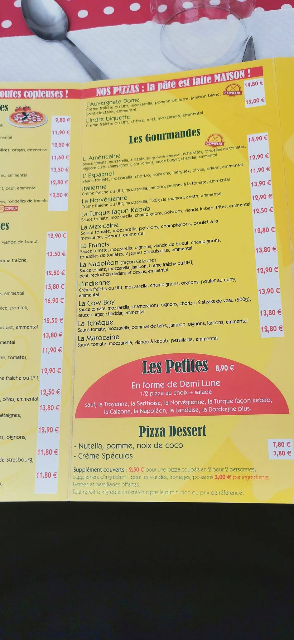 Menu au CHEZ FRANCIS pizzeria, Oradour-sur-Glane