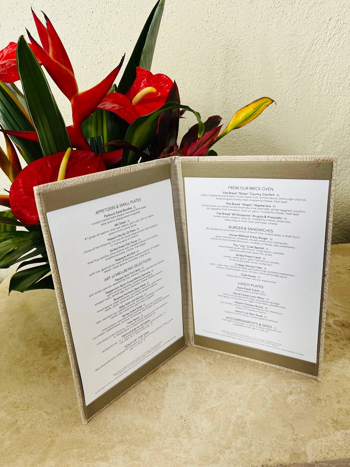 Menu at Orchids restaurant, Honolulu