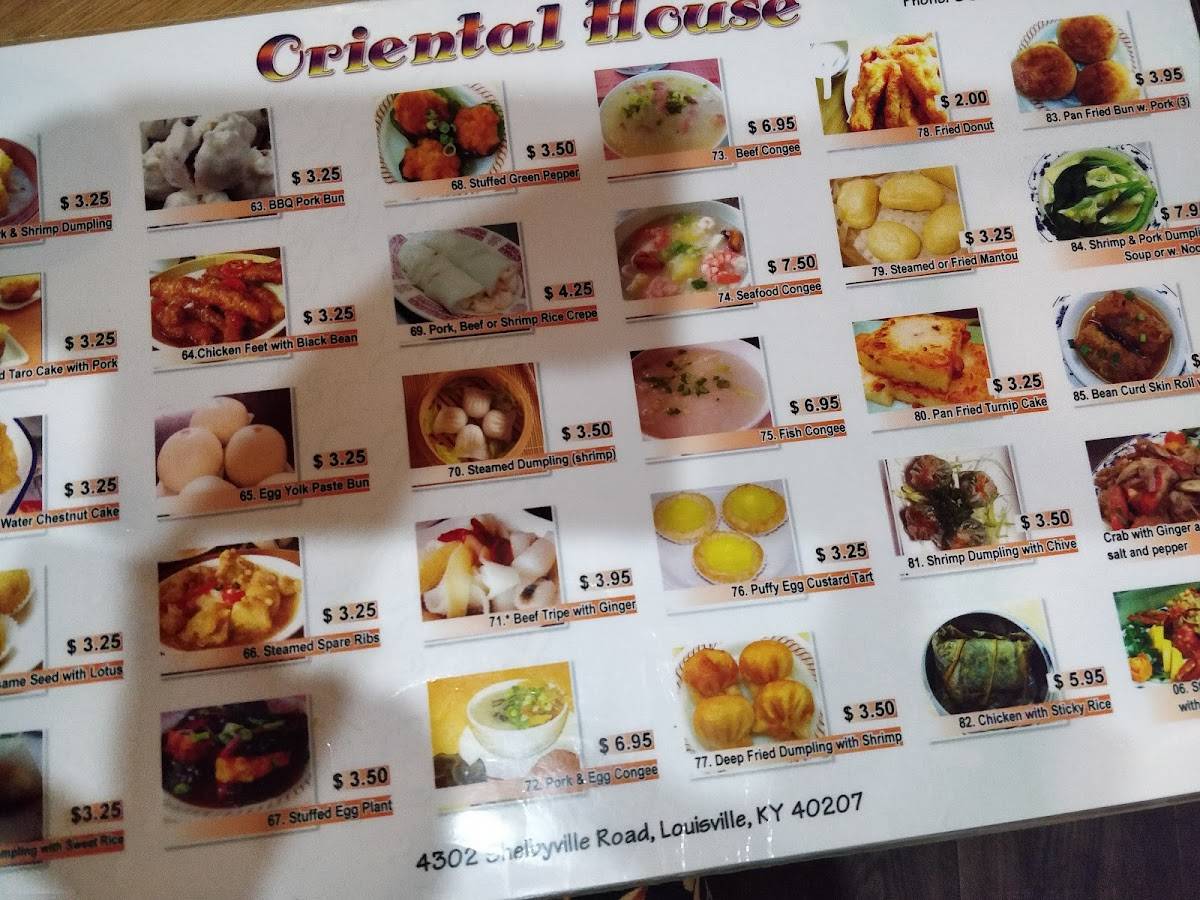 Menu at Oriental House restaurant, Louisville, Shelbyville Rd