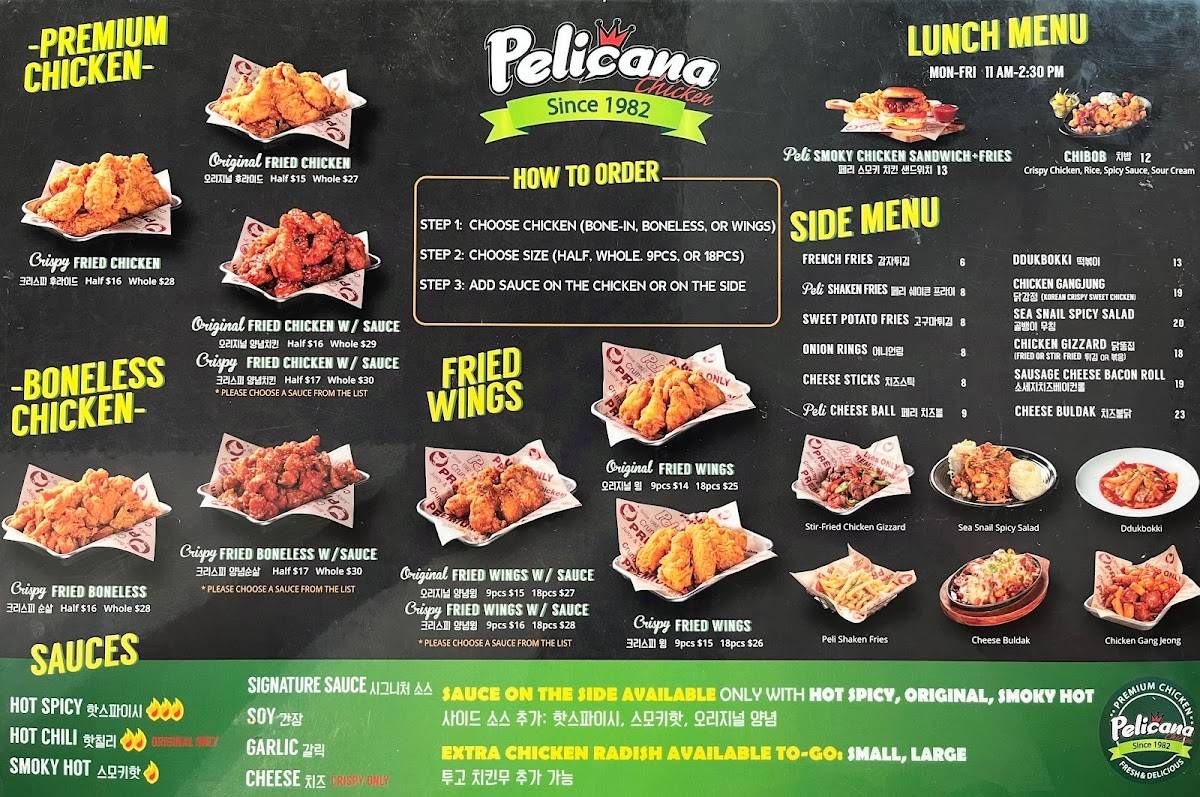 Menu at PELICANA CHICKEN pub & bar, Rancho Cucamonga