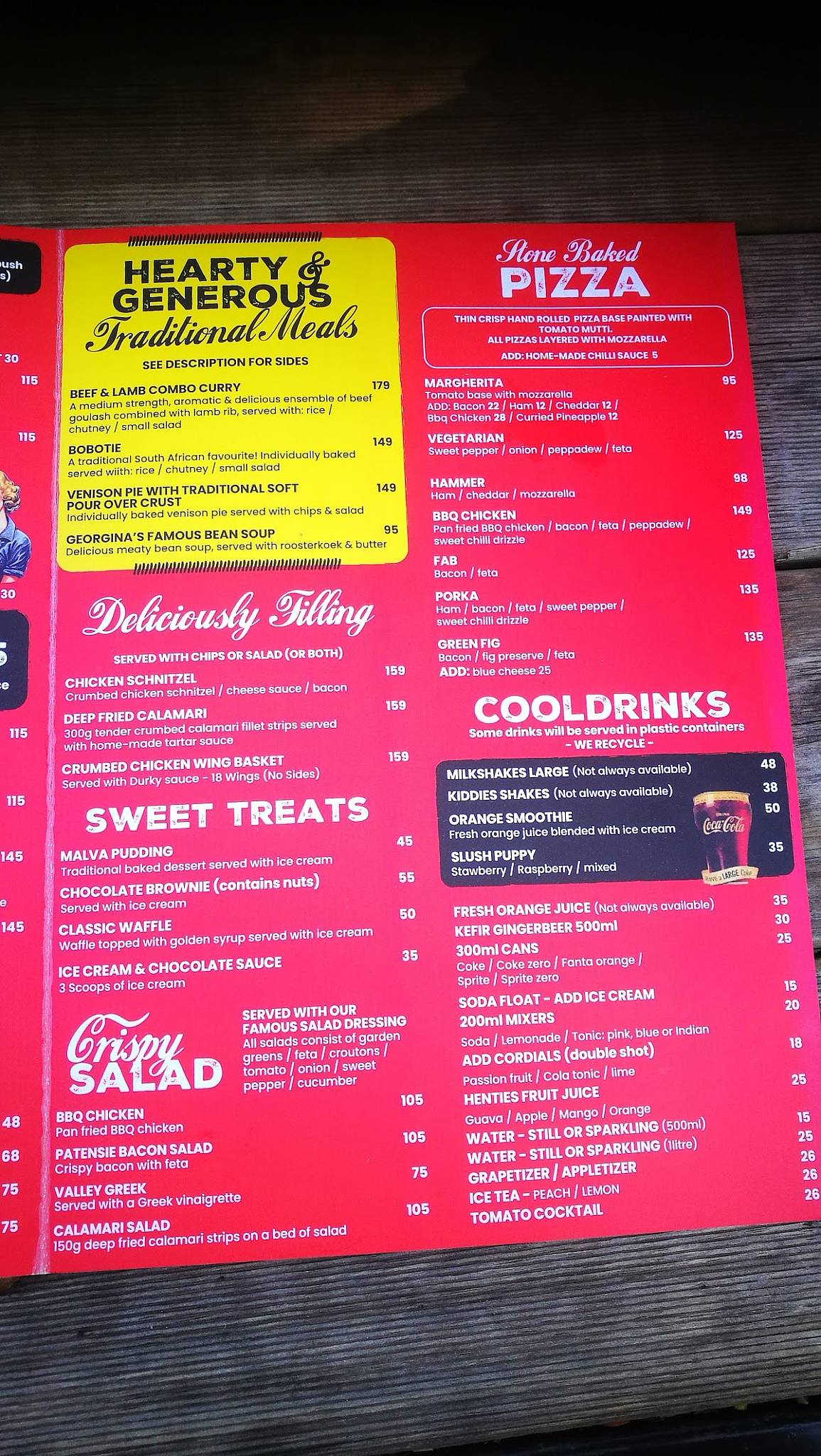 Menu at Padlangs Country Restaurant - Patensie, South Africa