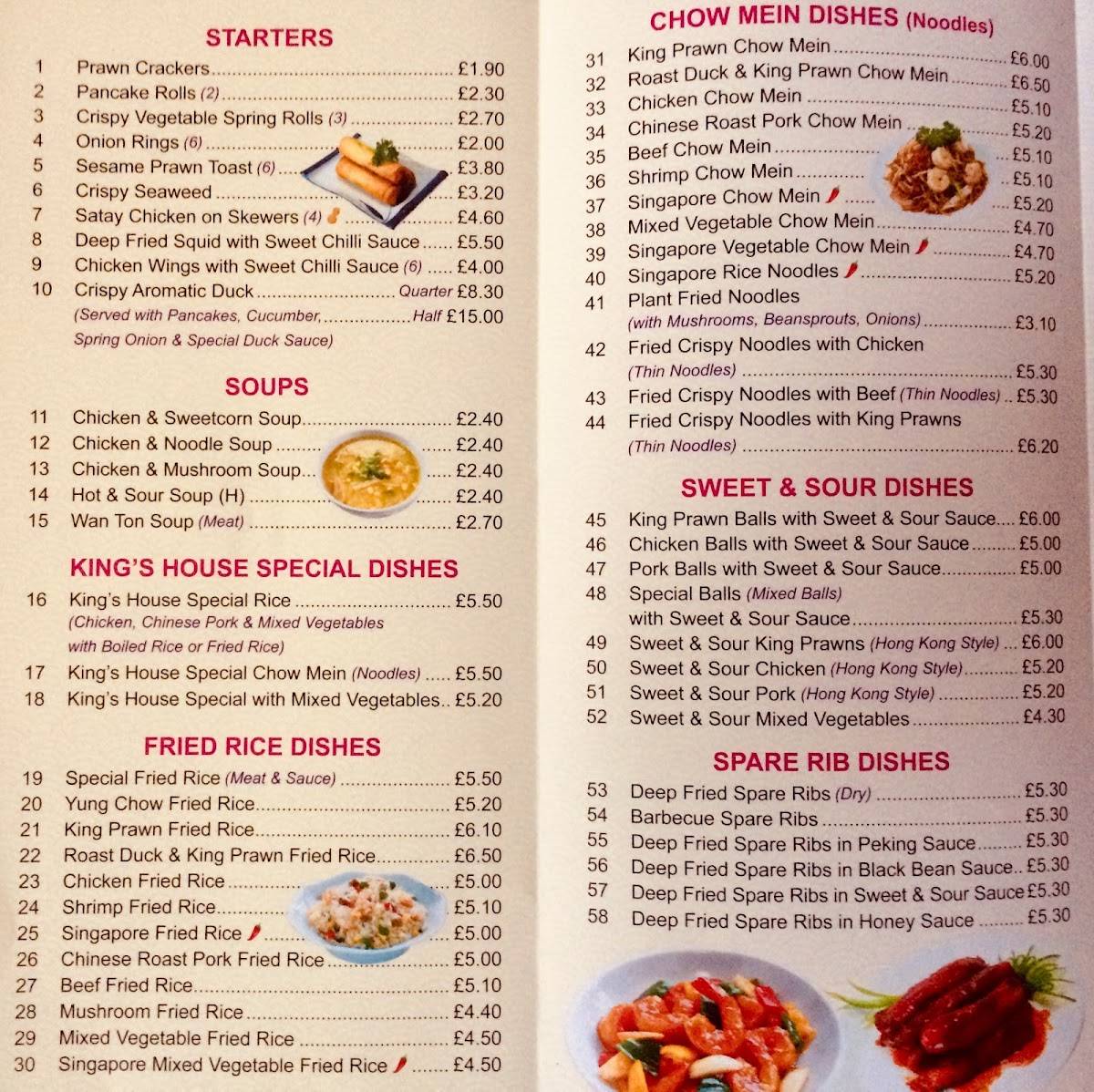 Menu at King's Chinese Takeaway fast food, Paignton