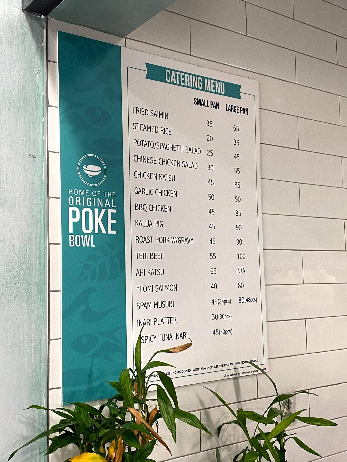 Menu at Paina Cafe, Las Vegas