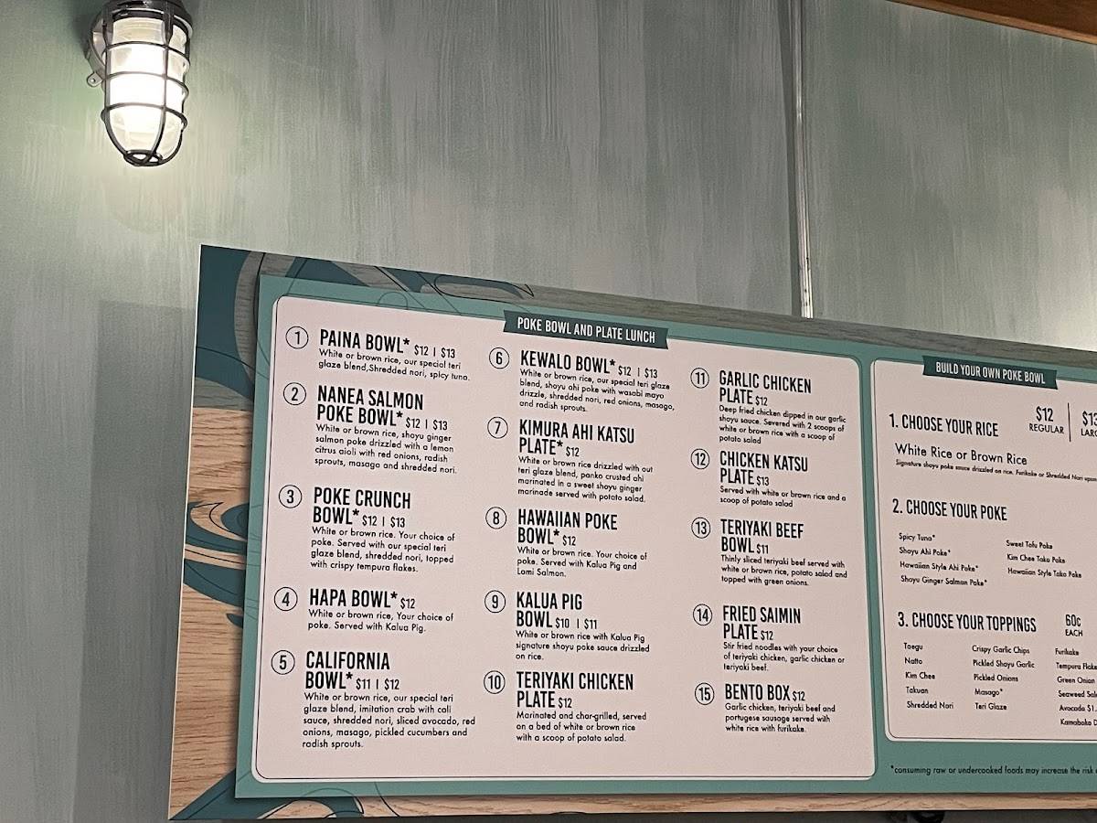 Menu at Paina Cafe, Las Vegas