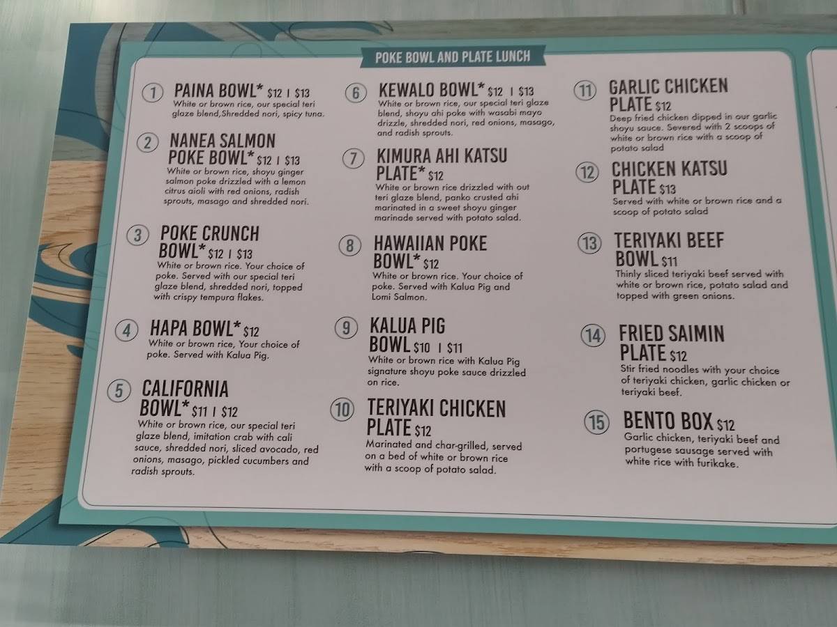 Menu at Paina Cafe, Las Vegas