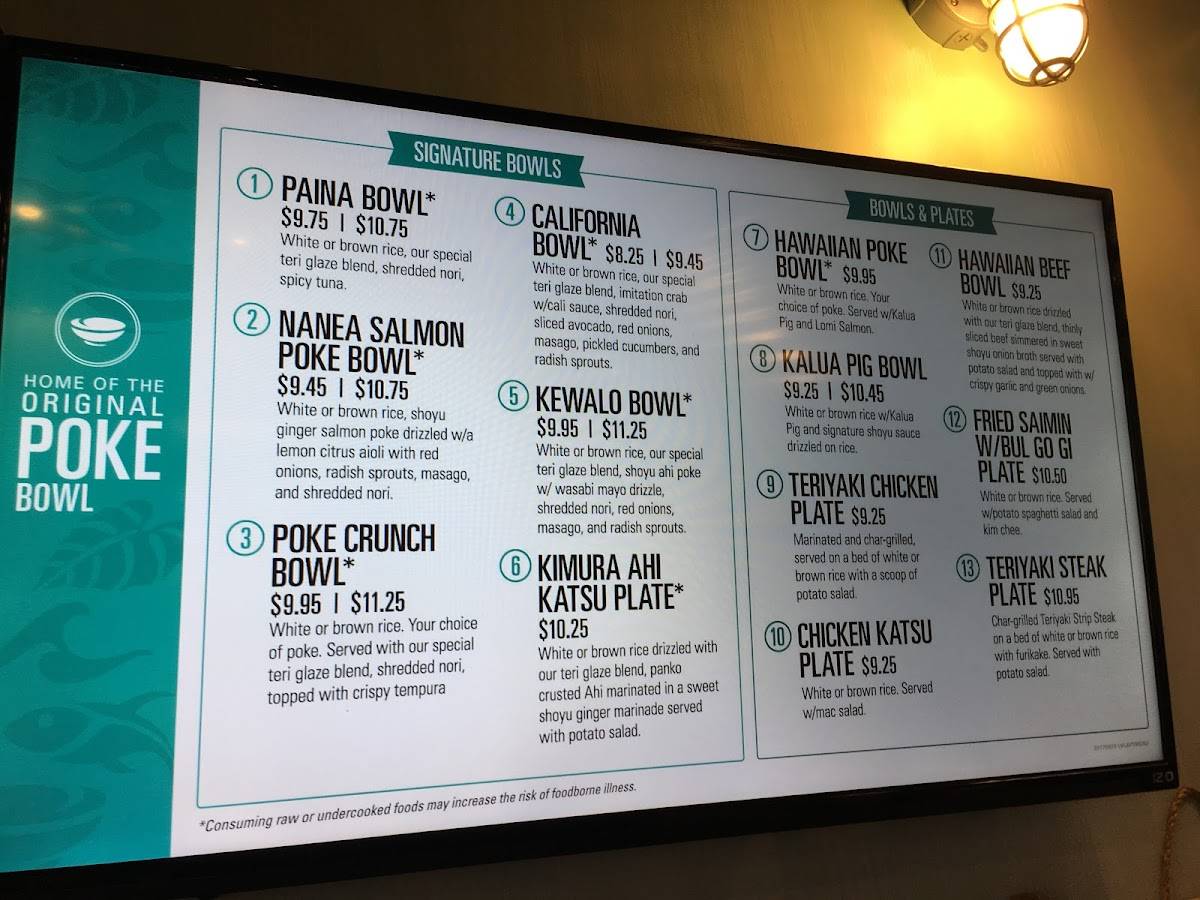 Menu at Paina Cafe, Las Vegas