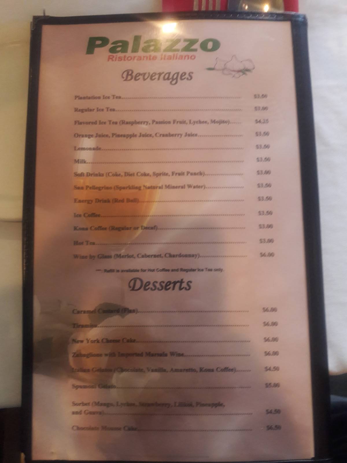 Menu at Palazzo Ristorante Italiano restaurant, Aiea, 99-080 Kauhale St ...