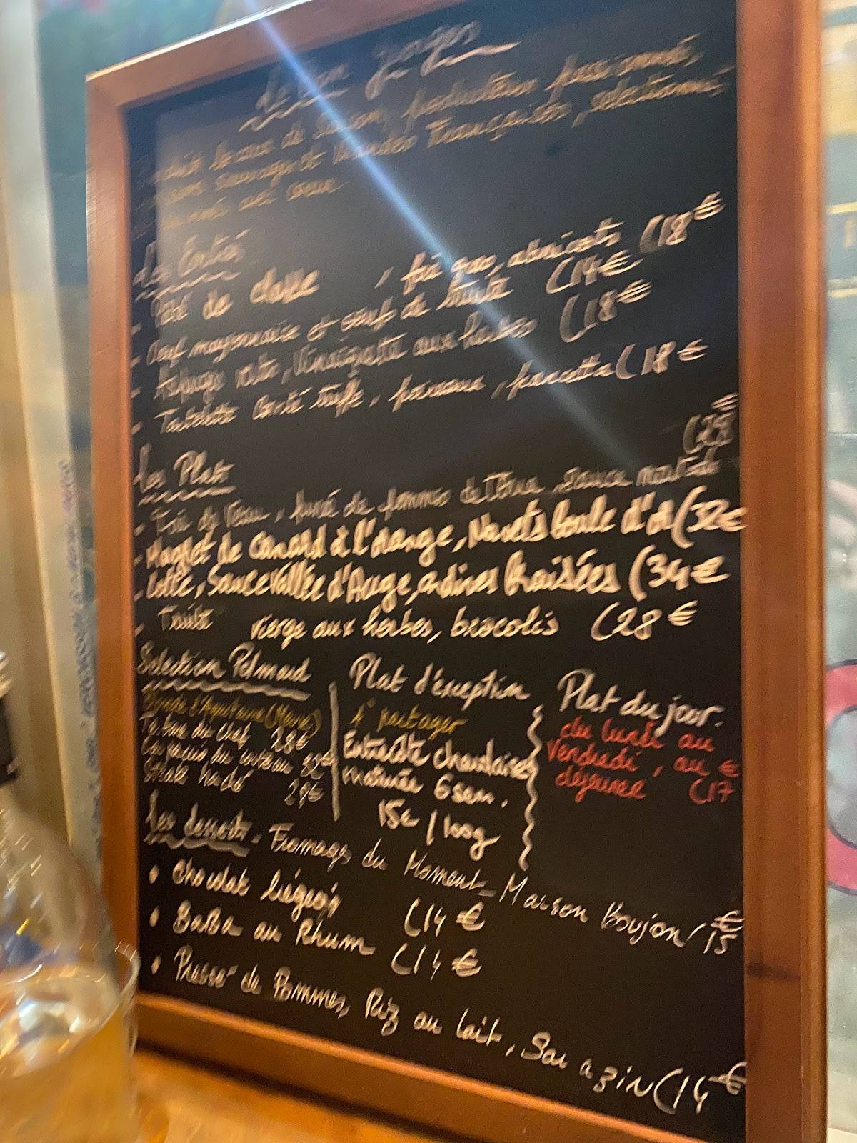 Menu at Le Bon Georges restaurant, Paris, 45 Rue Saint-Georges