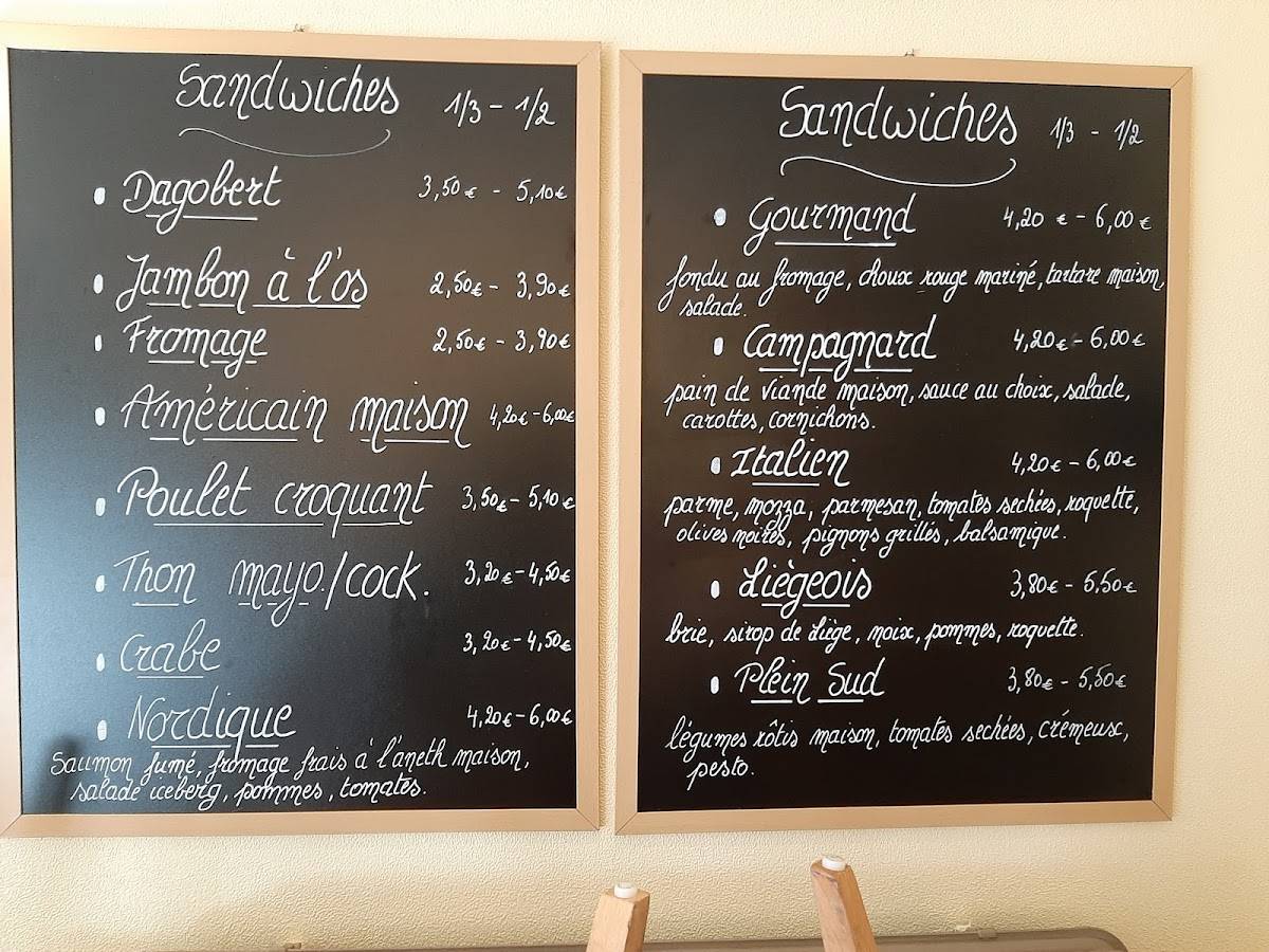 Menu au Pause Café, Aywaille