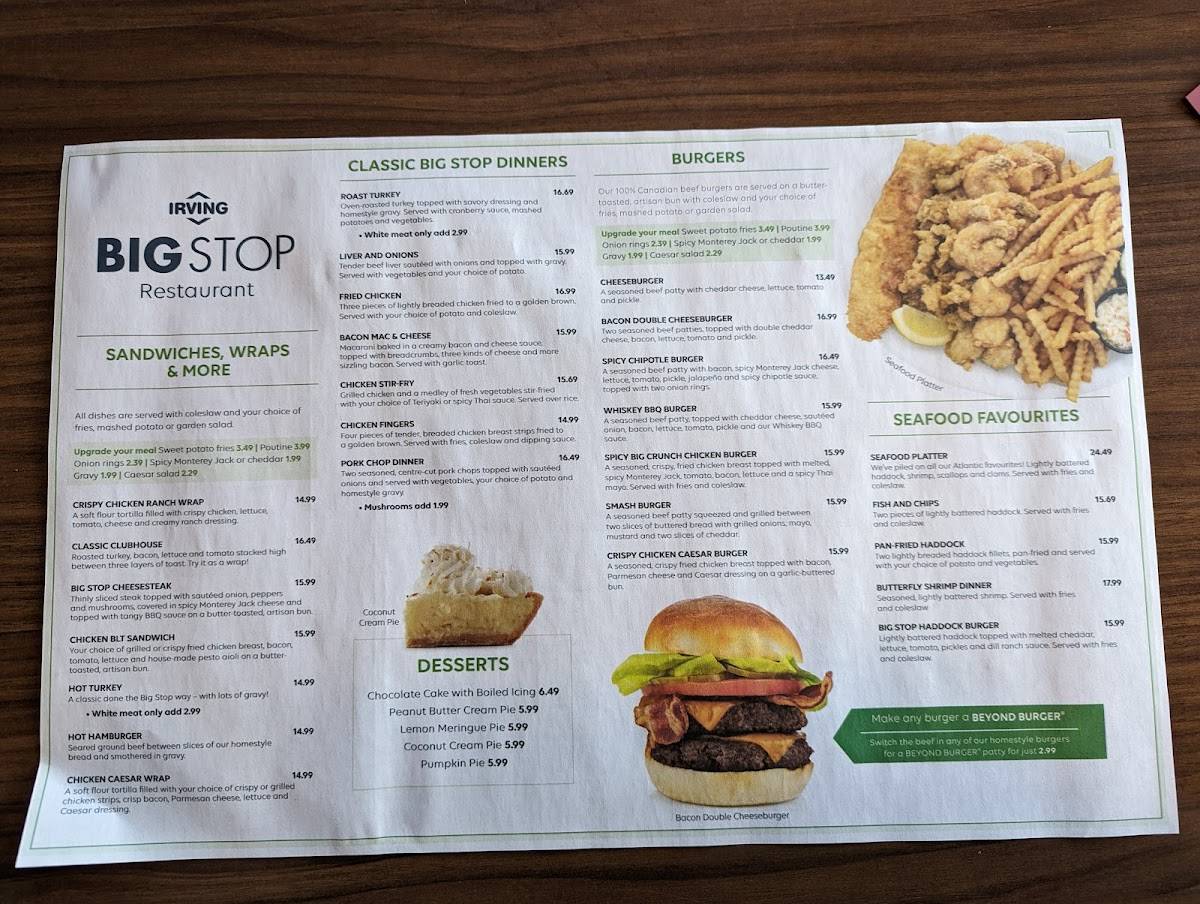 Menu at Pembroke Big Stop Restaurant, Pembroke, Paul Martin Dr