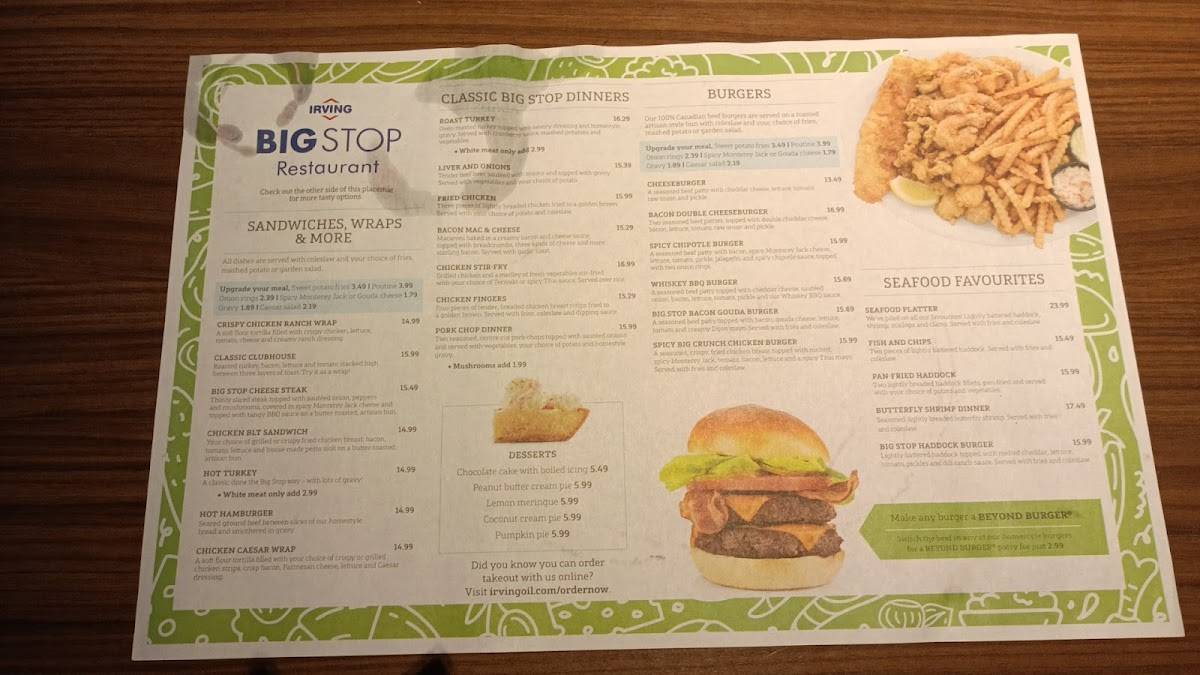 Menu at Pembroke Big Stop Restaurant, Pembroke, Paul Martin Dr
