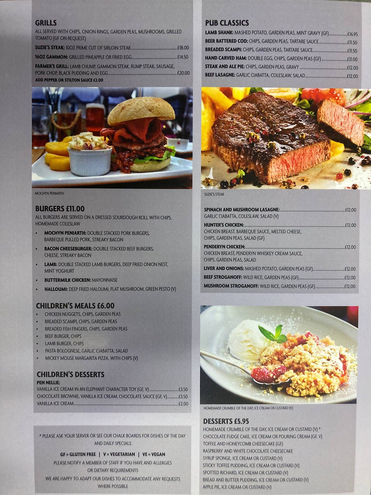 Menu at Peniarth Arms pub & bar, Tywyn