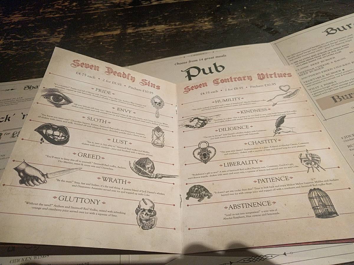 Menu at Pit & Pendulum pub & bar, Nottingham, 17 Victoria St