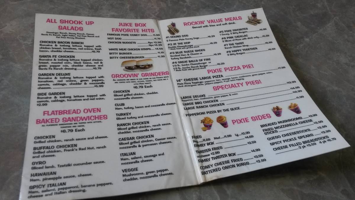 Menu at Pixie Restaurant, Mount Pleasant
