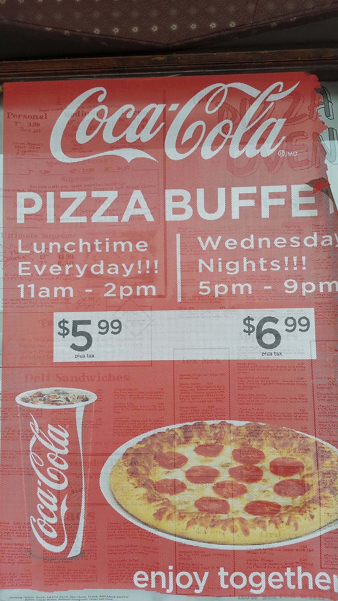 Menu at Pizza Oven pizzeria, Inwood