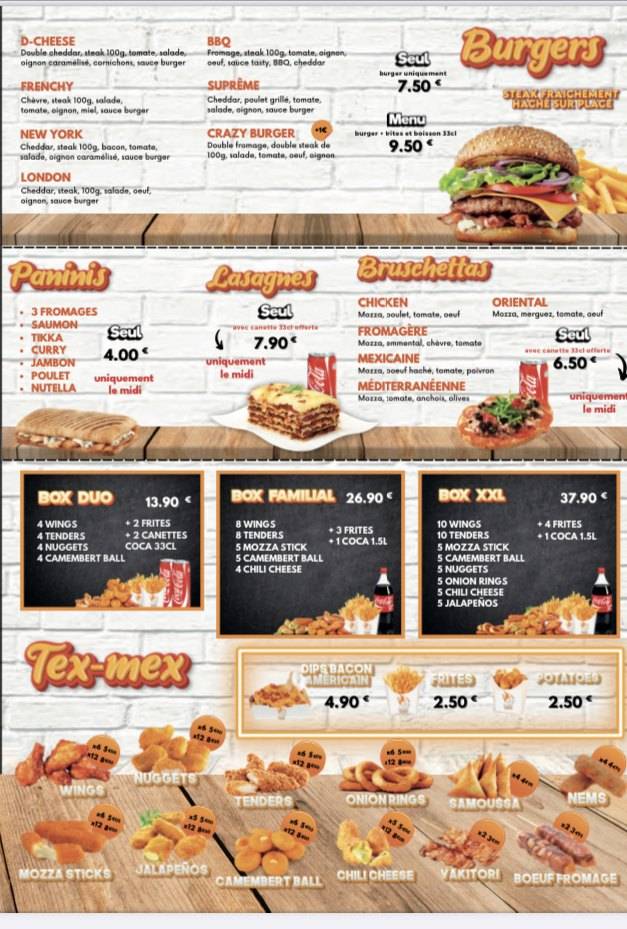 Menu at CRAZY PIZZA pizzeria, Bernay