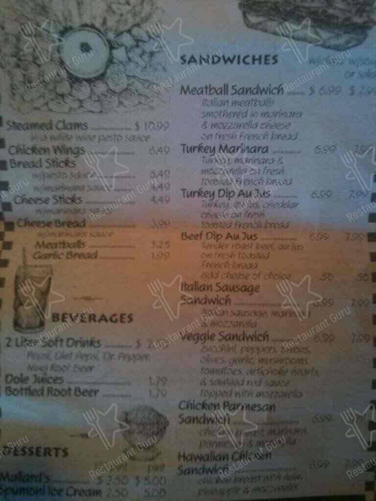 Menu at Tino’s Pizza & Pasta Co. pizzeria, Sudden Valley